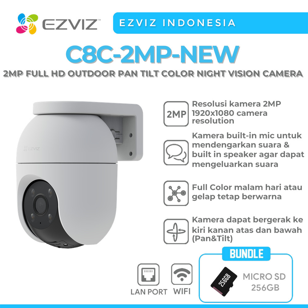 Ezviz C8C-2MP-NEW 2MP OUTDOOR PAN TILT COLOR NIGHT WIFI CAMERA FREE ...