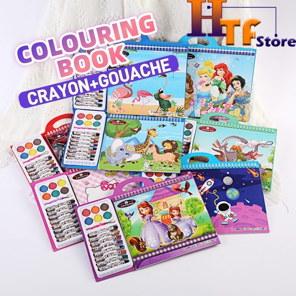 Children Crayon Gouache Painting Book Set Art Painting Doodle Book ...