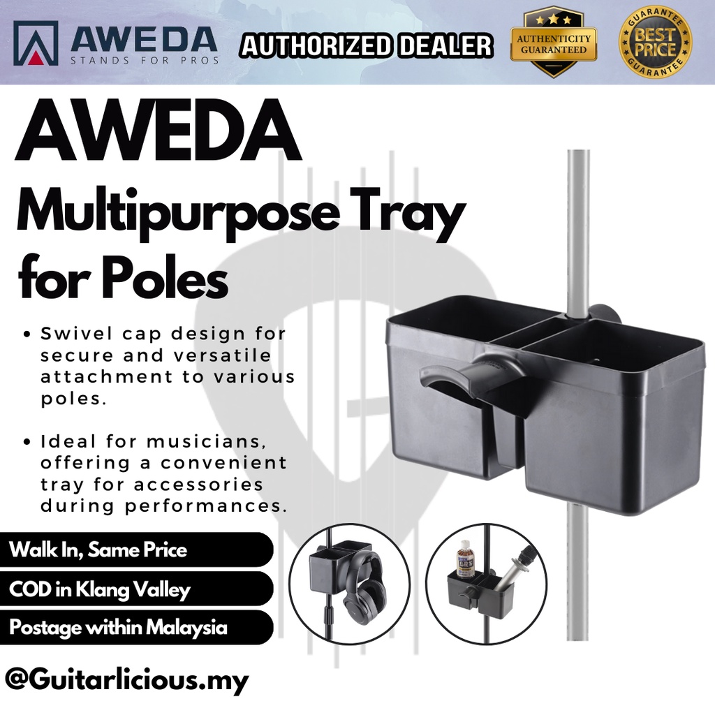 AWEDA Multipurpose Tray with Swivel Cap and Headphone Hanger for Pole ...