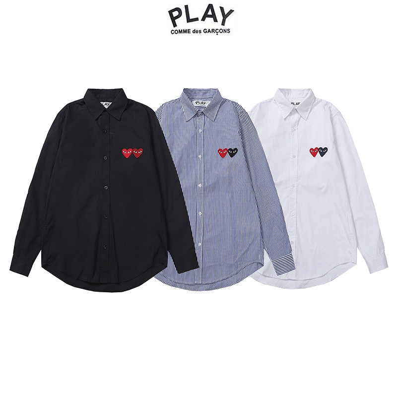 Comme des Garcons Double heart shirt Cdg Play Couples shirt | Shopee ...