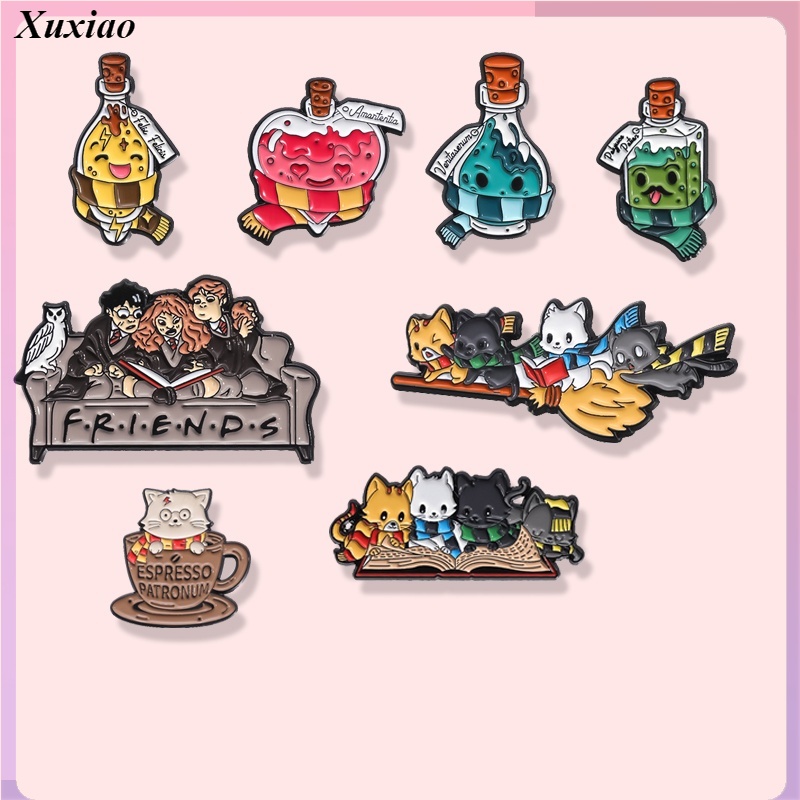 Cute Cartoon Animals Magic Kitten Enamel Pin Magic Potion Magic Book ...