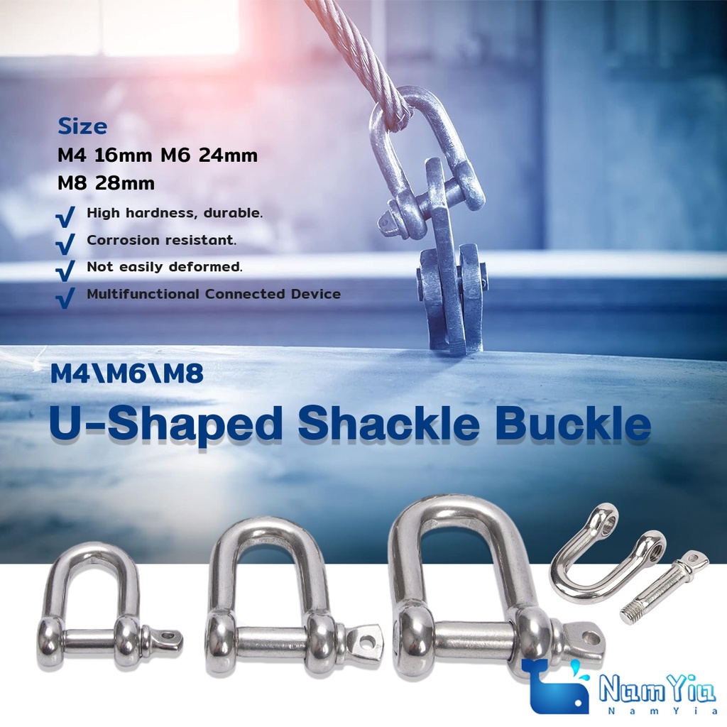 NamYia D-Type/U-Shaped Shackle Buckle D Ring Lock Bow Shackle Wire Rope ...