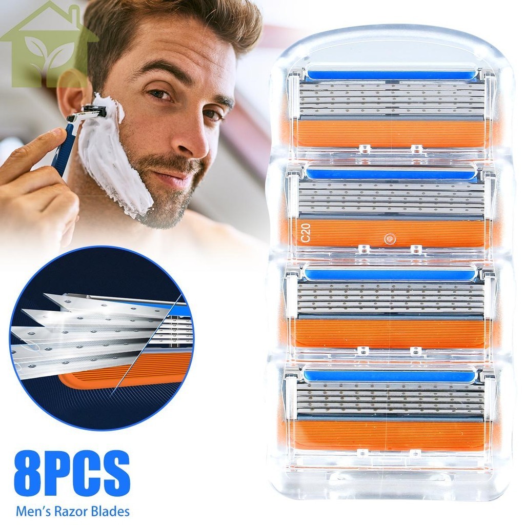 8pcs 5-Layer Razor Blades Refills Replacement for Gillette Fusion ...
