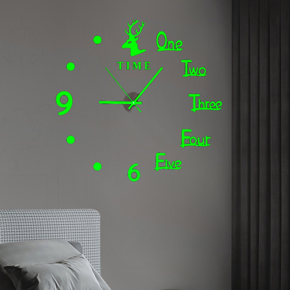 3D Wall Clock Luminous Frameless DIY Digital Clock Wall Stickers for ...