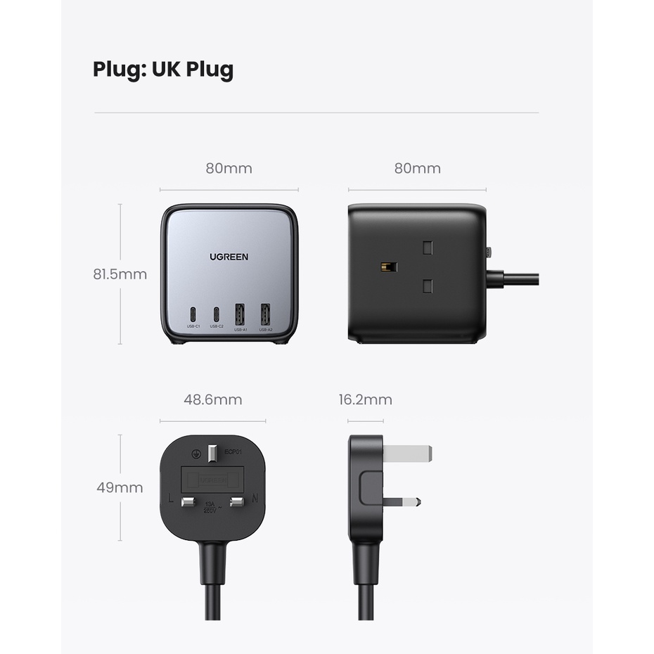 UGREEN GaN Power Socket, 1.8M Cable DigiNest Pro 65W USB C Charging ...