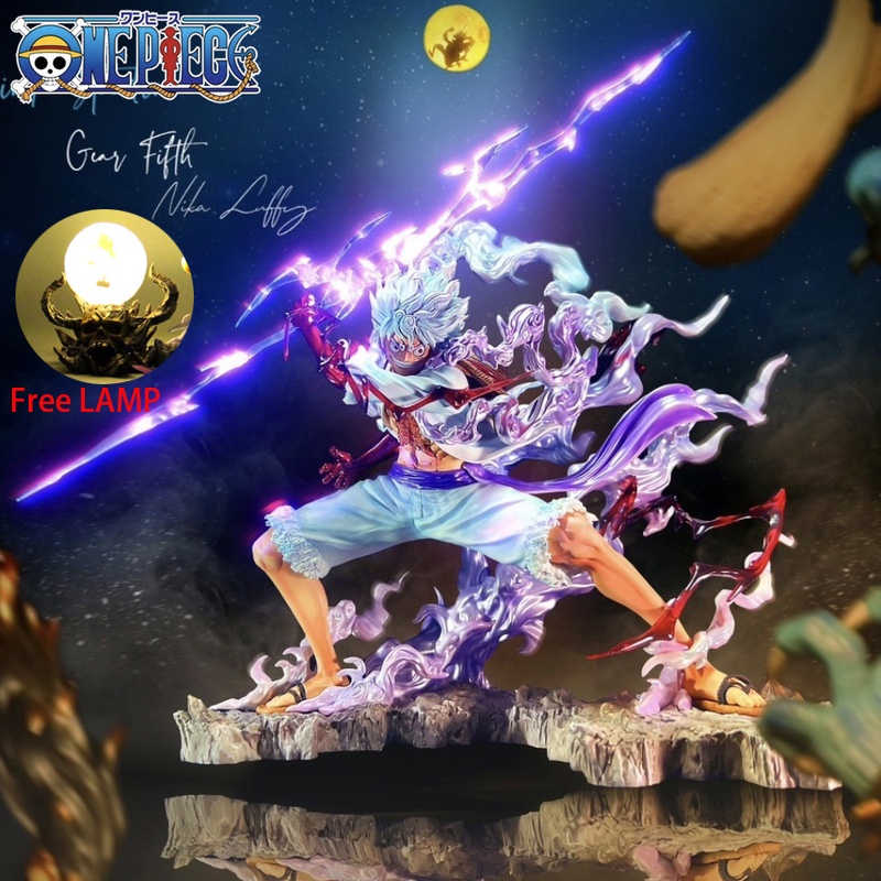 Free Led Lamp 26cm One Piece Figure Gk Lightning Luffy Figure Sun God ...