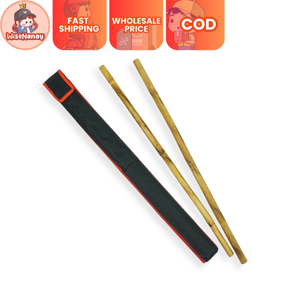 WiseNanay Arnis Stick with Bag Case - Wooden Arnis Set | Shopee Singapore