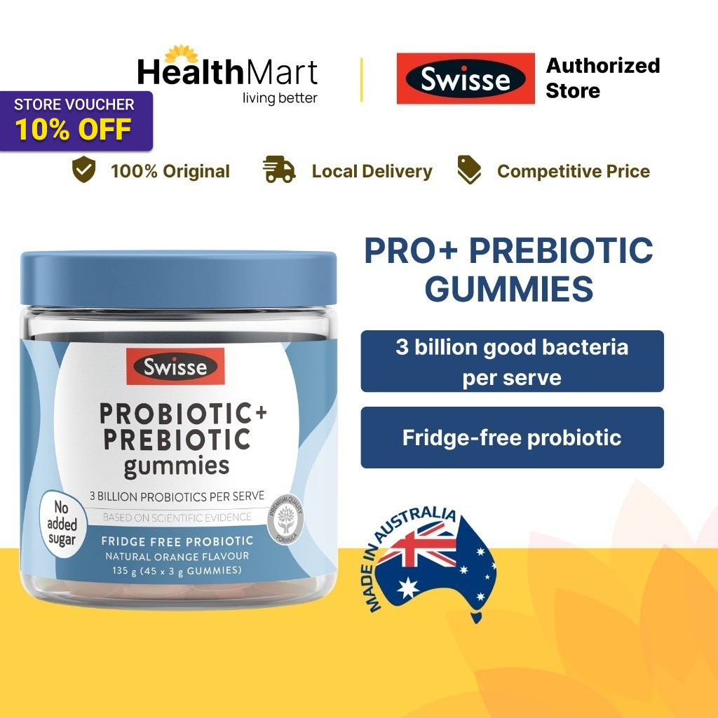 [SG] Swisse Probiotic + Prebiotic Gummies, 3 billion CFU of probiotics ...