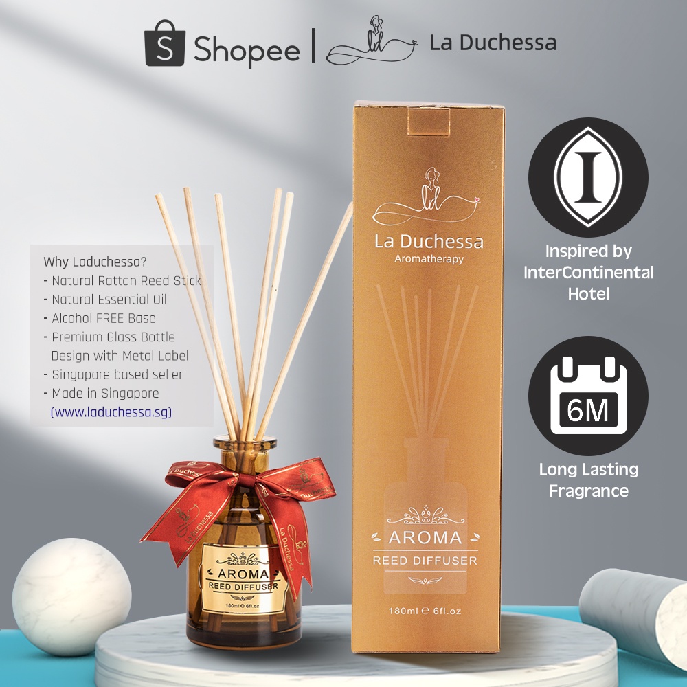 La Duchessa Reed Diffuser, 180ml | Inspired by InterContinental | Essential Oil | Home & Office ...