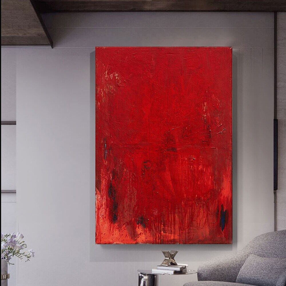 Modern Simple Red Painting Abstract Oil Painting On Canvas Wall Art ...