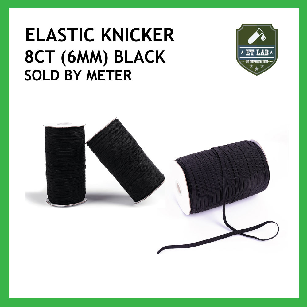 8CT 6MM GETAH RUBBER ELASTIC KNICKER BAND SOLD BY METER (BLACK ...