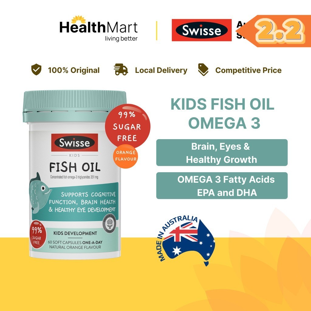 [SG] Swisse Kids Fish Oil 60 Chewable Capsules | Omega-3 EPA & DHA for ...