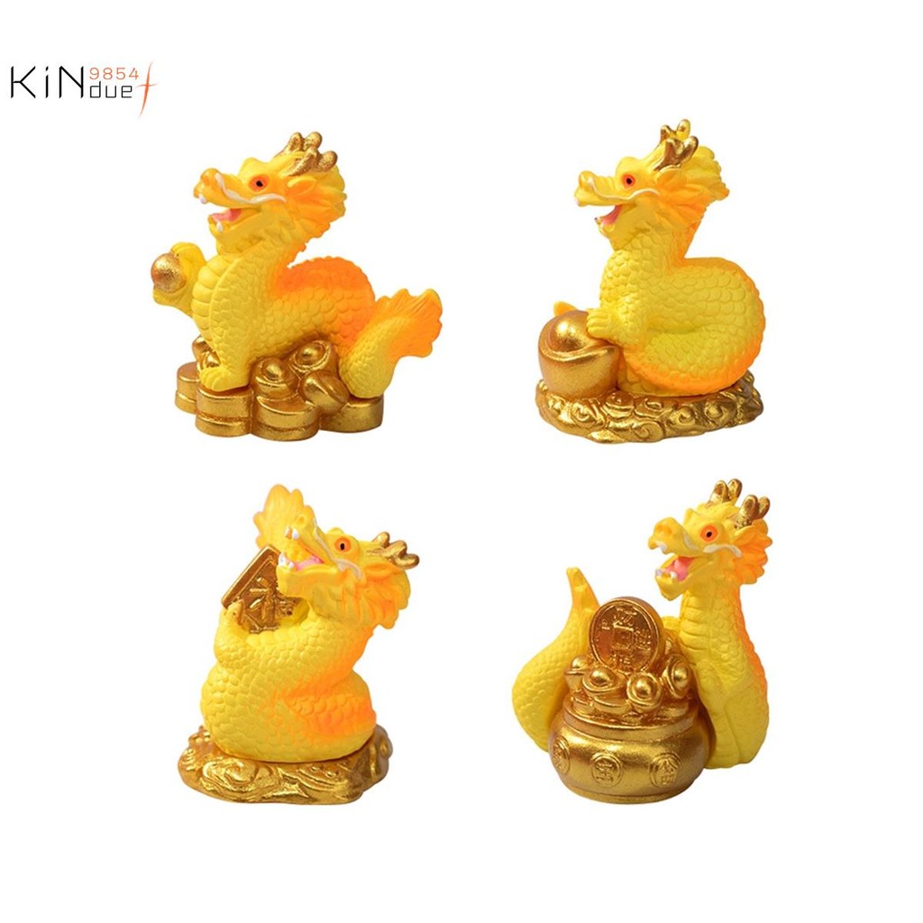 Mini Chinese New Year Dragon Figurine, 2024 Resin Golden Chinese Zodiac ...