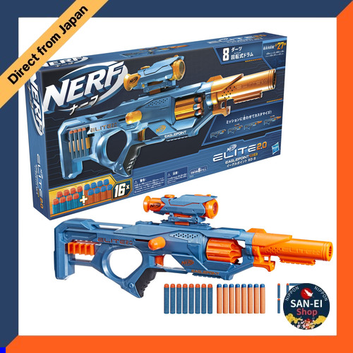 HASBRO Nerf Elite 2.0 Eagle Point RD-8 Dart Blaster, 8 Drums, Nerfscope ...