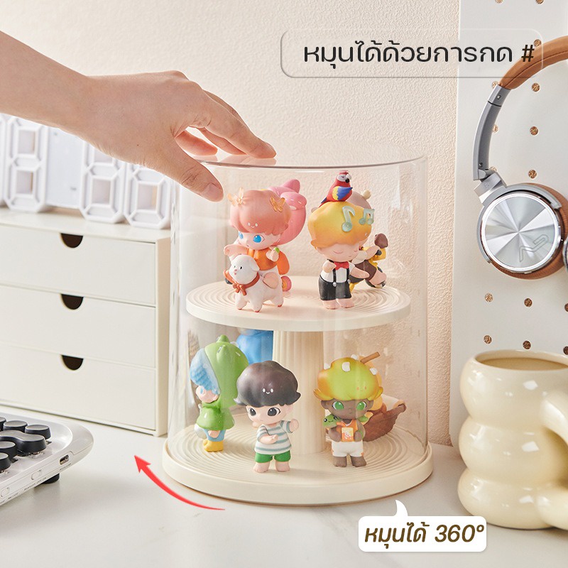 360 Rotating Acrylic Model Shelf Doll Display Rack Figure Box Cabinet ...