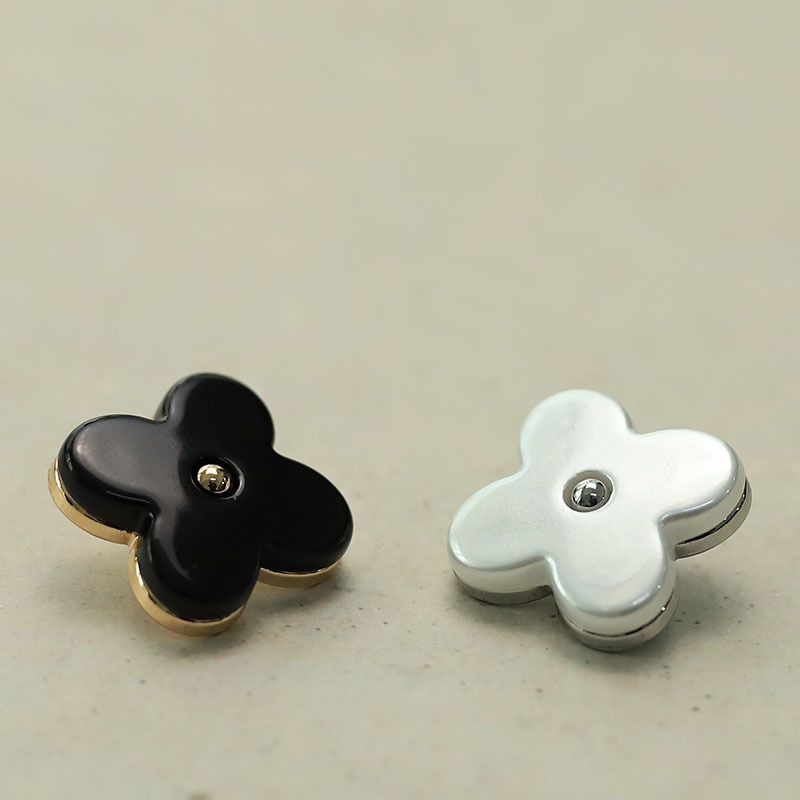 5pcs 13/16/18mm Clover Leaf Double Layer Metal Button Elegant Style ...