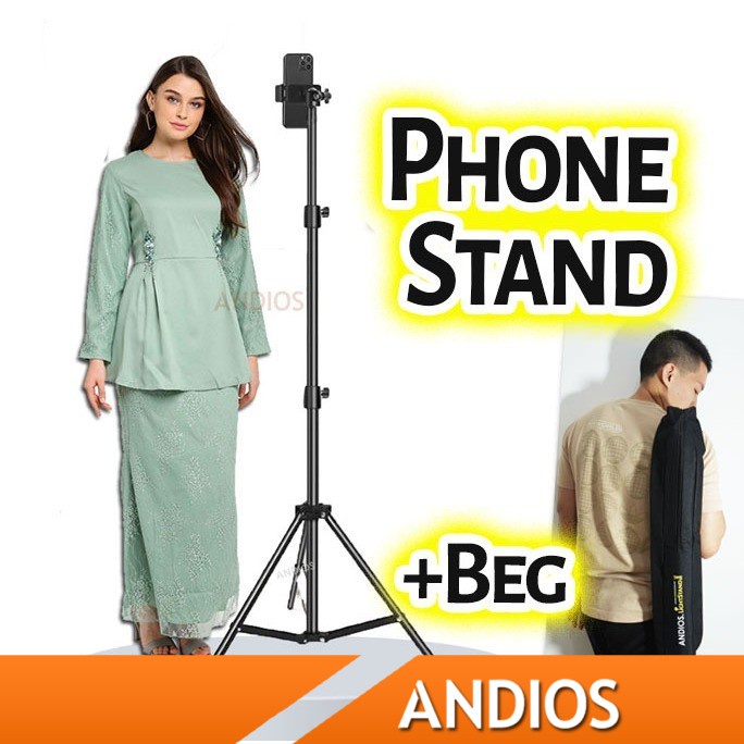 Phone Stand Handphone Holder Selfie Andios Tripod Live Clip Kaki Klip ...