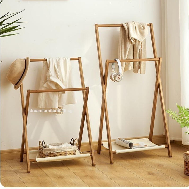 Bedside Clothes Rack Wood Clothes Hanger Rack | Shopee Singapore