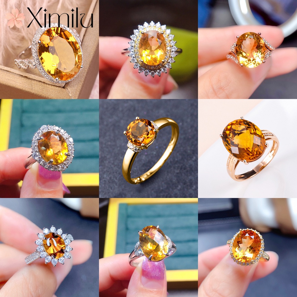 ♥ Original Citrine Series Luxury Oval Full Diamond Ring Female Creative ...