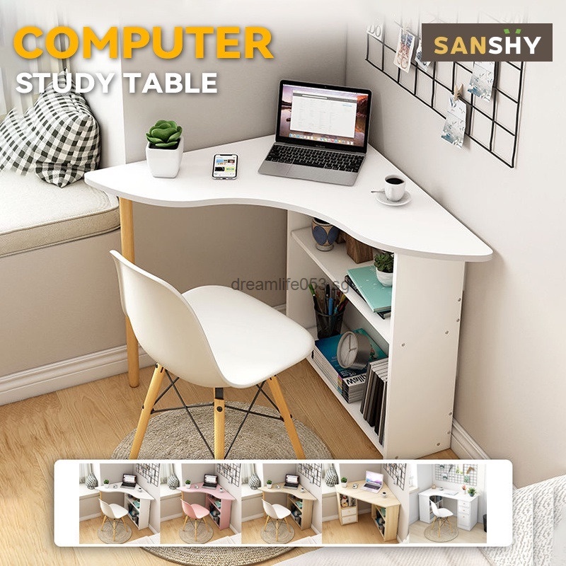 Study Table with Bookshelf Corner Desk Simple Desk Bookcase Integrated ...