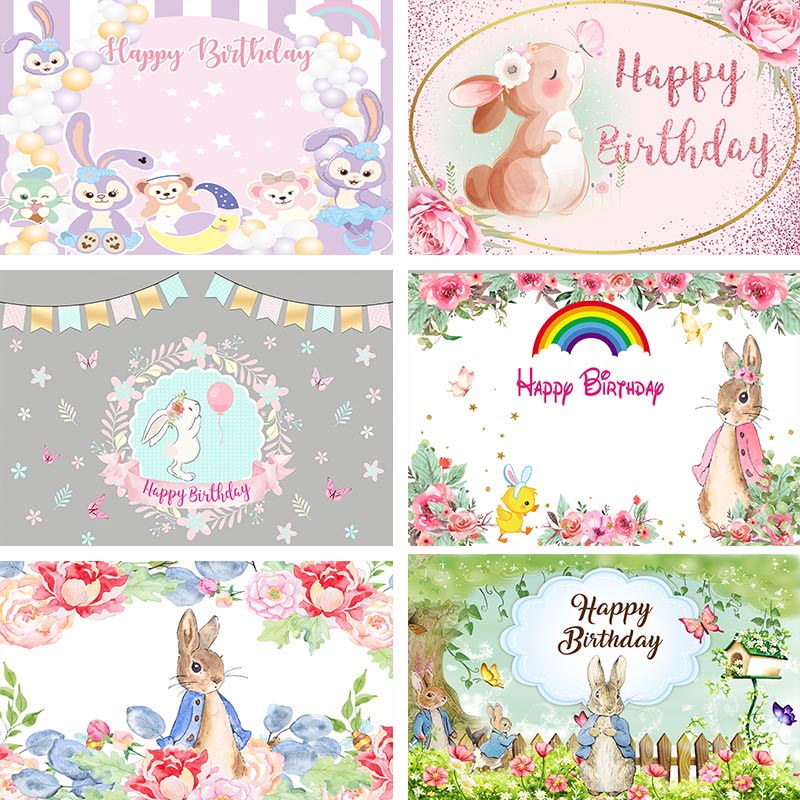 Cute Bunny Rabbit Backdrop For Photography Baby Shower Kids Children ...