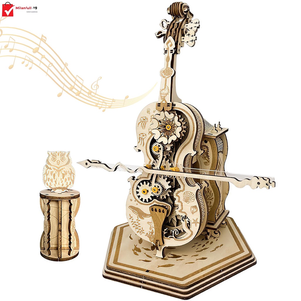 3D Cello Puzzles Wooden Cello Model Kit with Base DIY Music Box ...