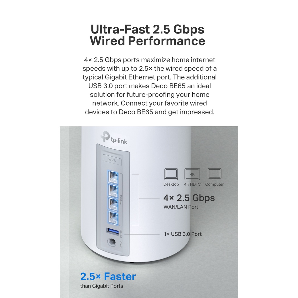 TP-Link Deco BE65 BE11000 WiFi 7 Tri-Band Whole Home AI-Driven Mesh ...