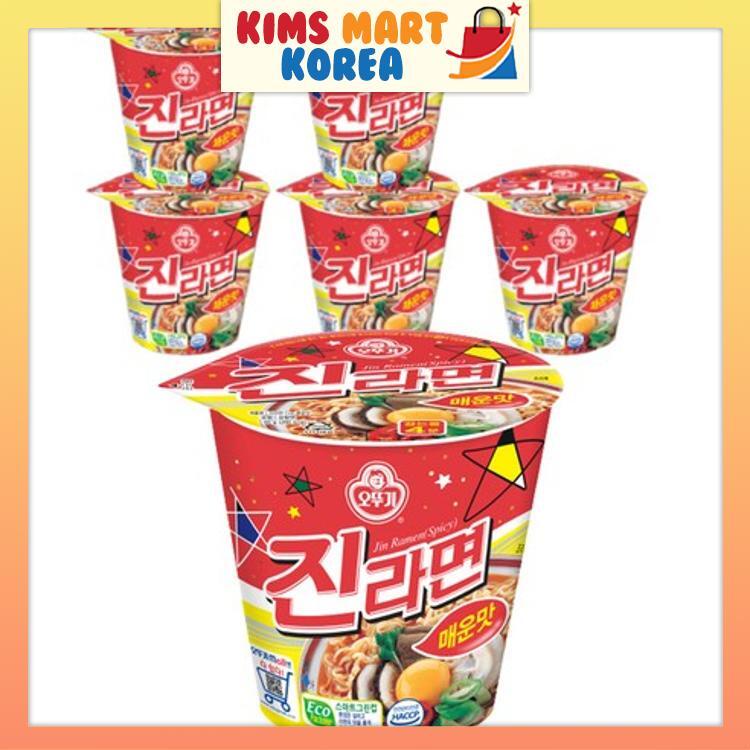 Ottogi Jin Ramen Spicy Flavor Cupbowl Korean Food 65g x 6pcs | Shopee Singapore