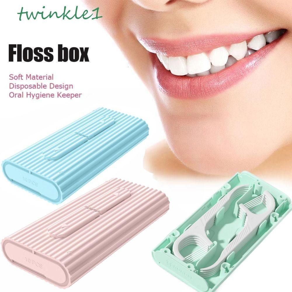 TWINKLE1 Teeth Floss Storage Box Waterproof Portable with 10Pcs Teeth ...