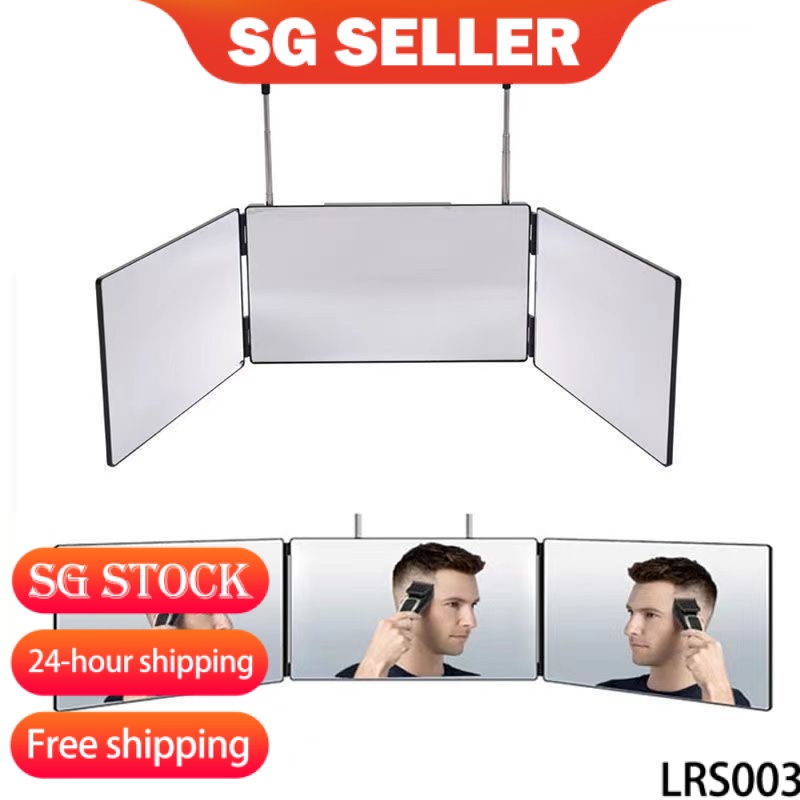 【SG stock】3 way mirror Tri-fold Mirror Rear Foldable Full Body Hanging ...