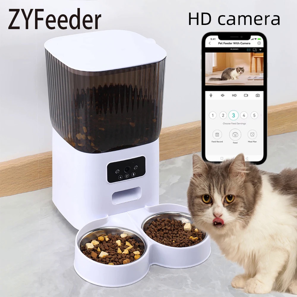 5L Pet Feeder with Camera Automatic Cat Feeder Smart Dog Food Dispenser WiFi Timing Quantitative ...