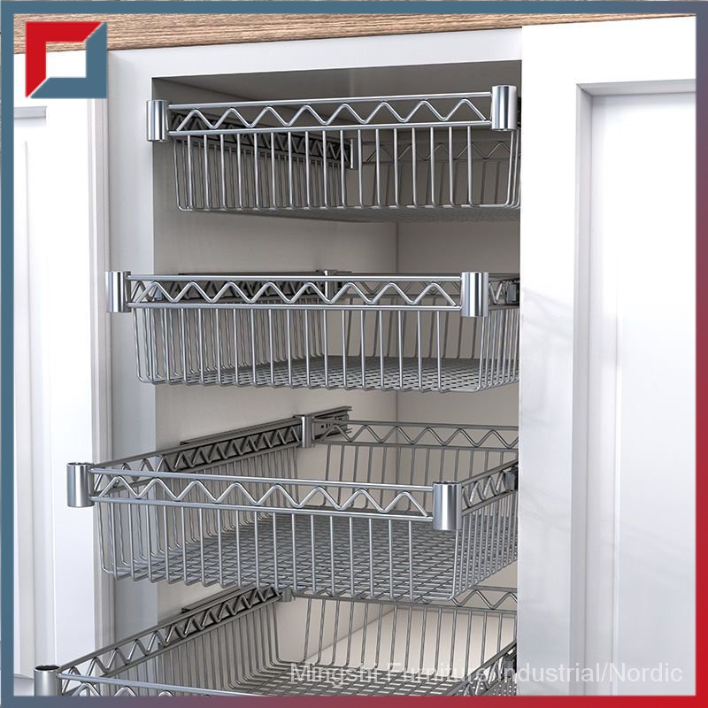 Cabinet pull basket storage new stainless steel pull basket dishes pull ...