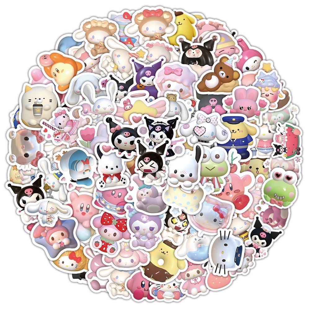 100pcs Sanrio 3D Stickers Waterproof PVC Sticker for Cup Luggage Phone ...