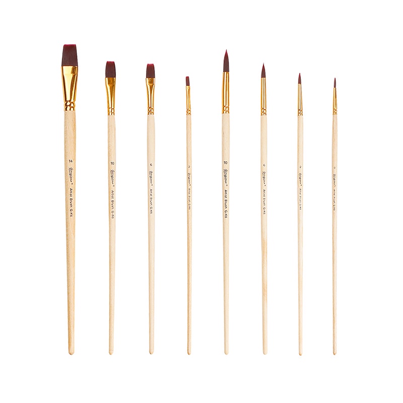 Round Head Flat Head Painting Brush Set for Watercolour Acrylic Paint ...