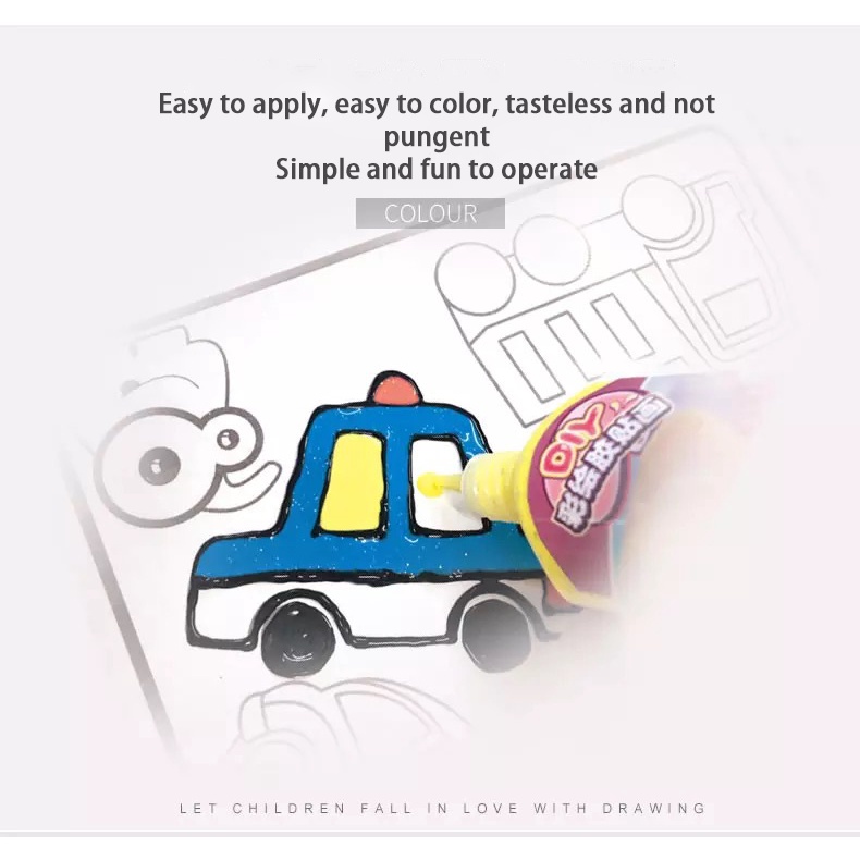 Kids No-bake Glue Tempera Painting 3D Cartoon Drawing Sticker Toy ...