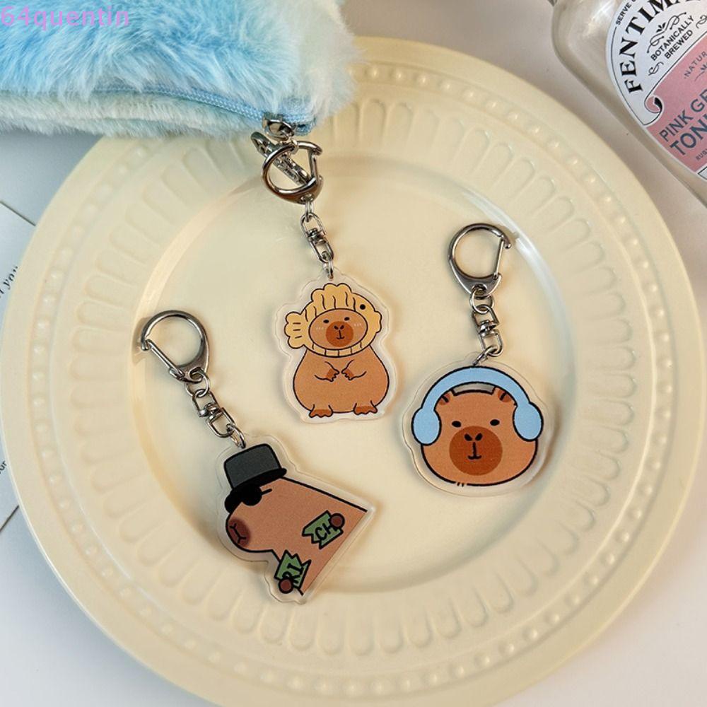 QUENTIN Cartoon Capybaras Keyring, Acrylic Funny Capybara Acrylic ...