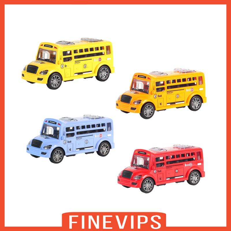[Finevips] School Bus Toy Model Pull Back Bus Children Car Toy Inertia ...