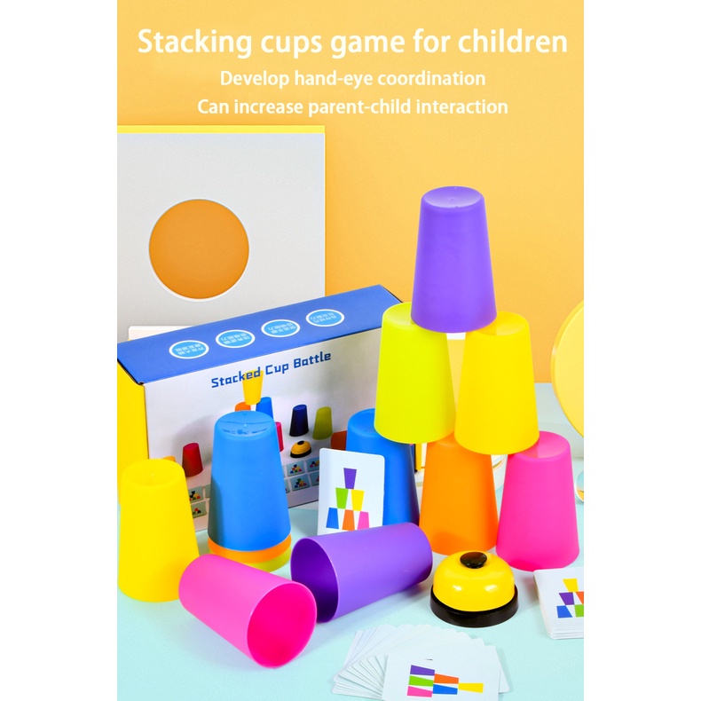 Stacking Cups Games Kids Early Competition Educational Toy Shape and ...