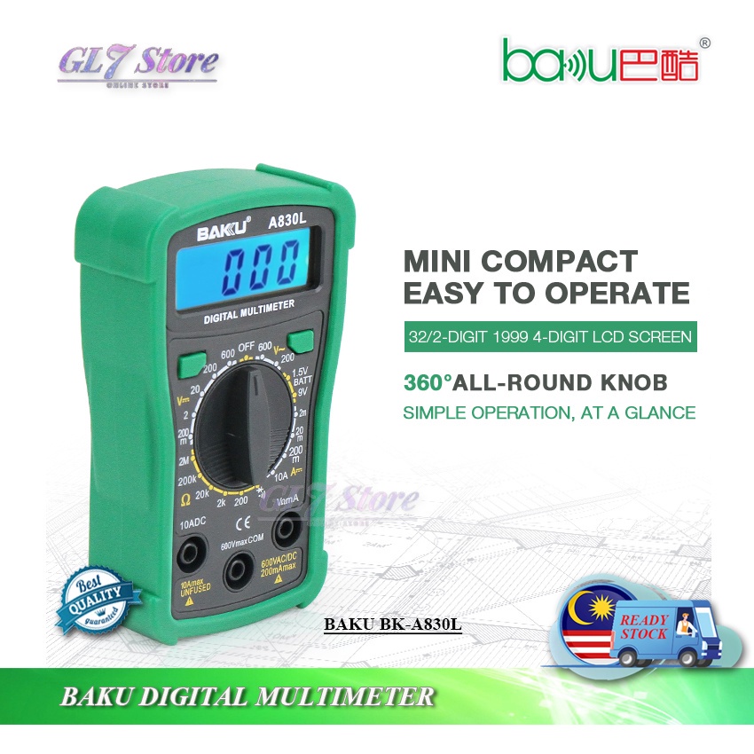 BAKU DIGITAL MULTIMETER BK-A830L DC AC VOLTAGE DIODE FREQUENCY MULTI ...