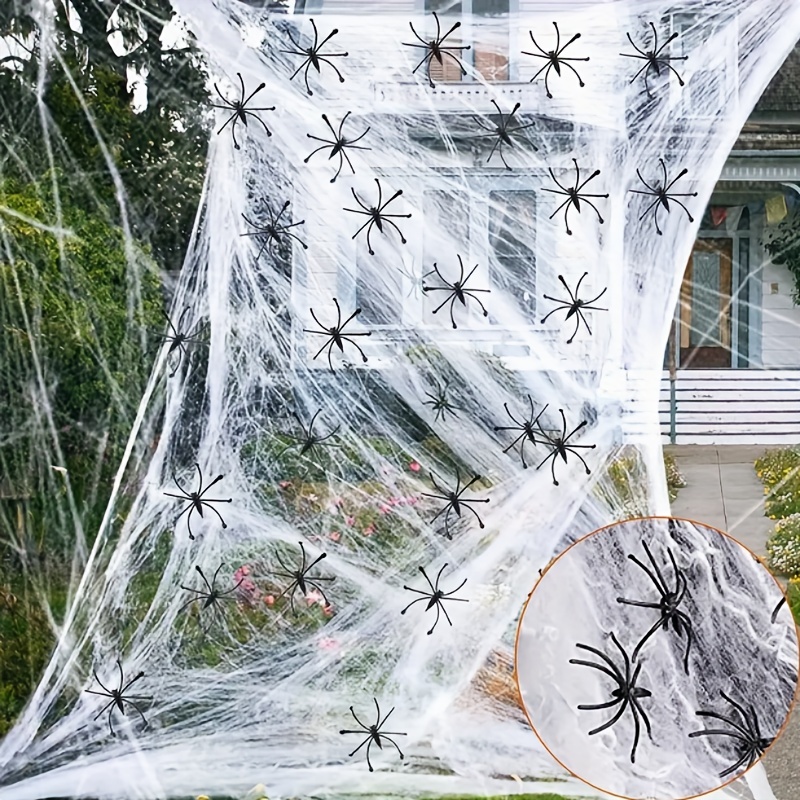 Super Stretchy Cobweb Artificial Spider Web Halloween Decoration Scary ...