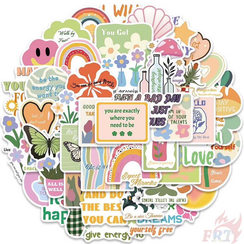 50Pcs/Set Danish Pastel . Positive Slang Series 03 Stickers Waterproof ...