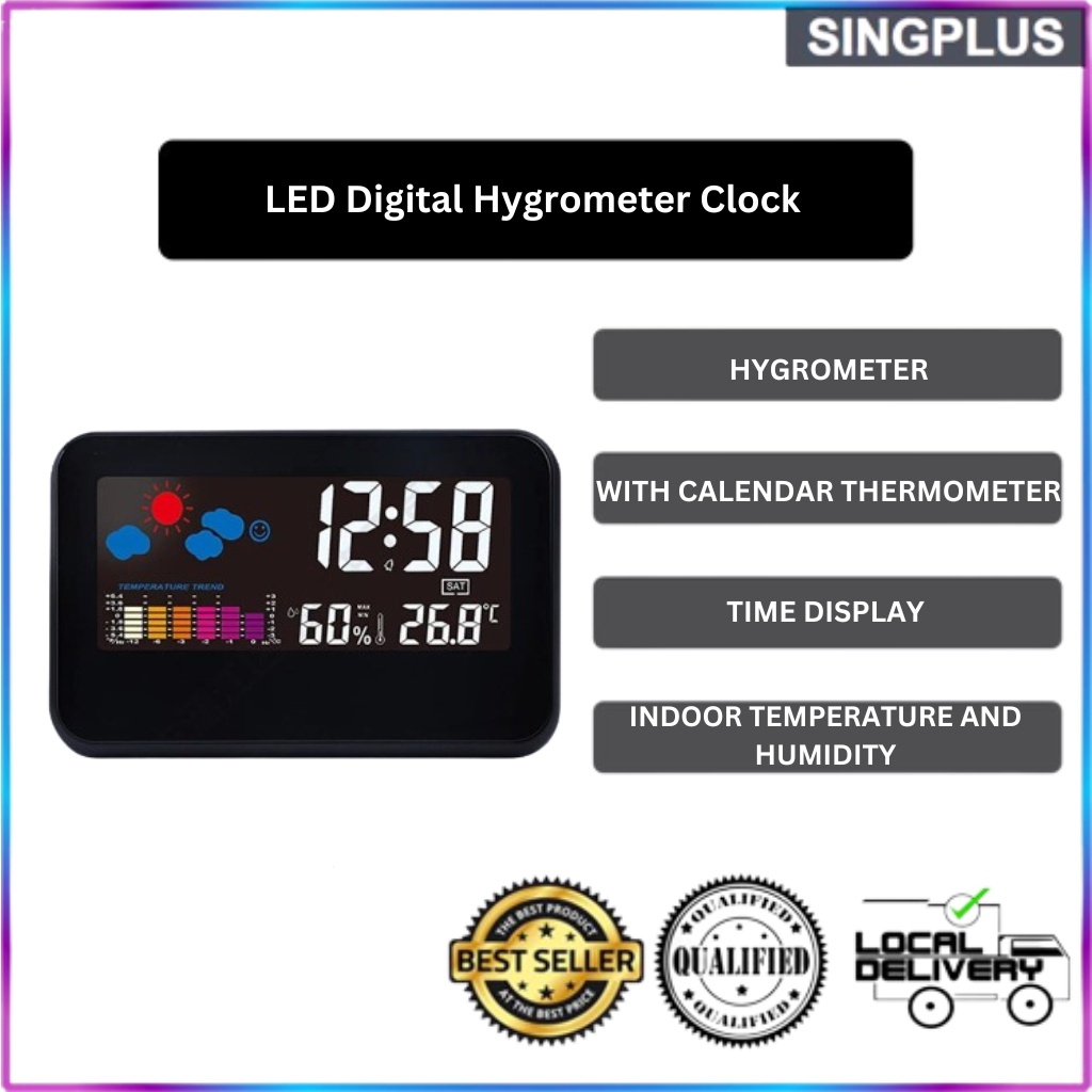 【SG LOCAL SELLER】Home Digital Weather Alarm Clock With Calendar ...
