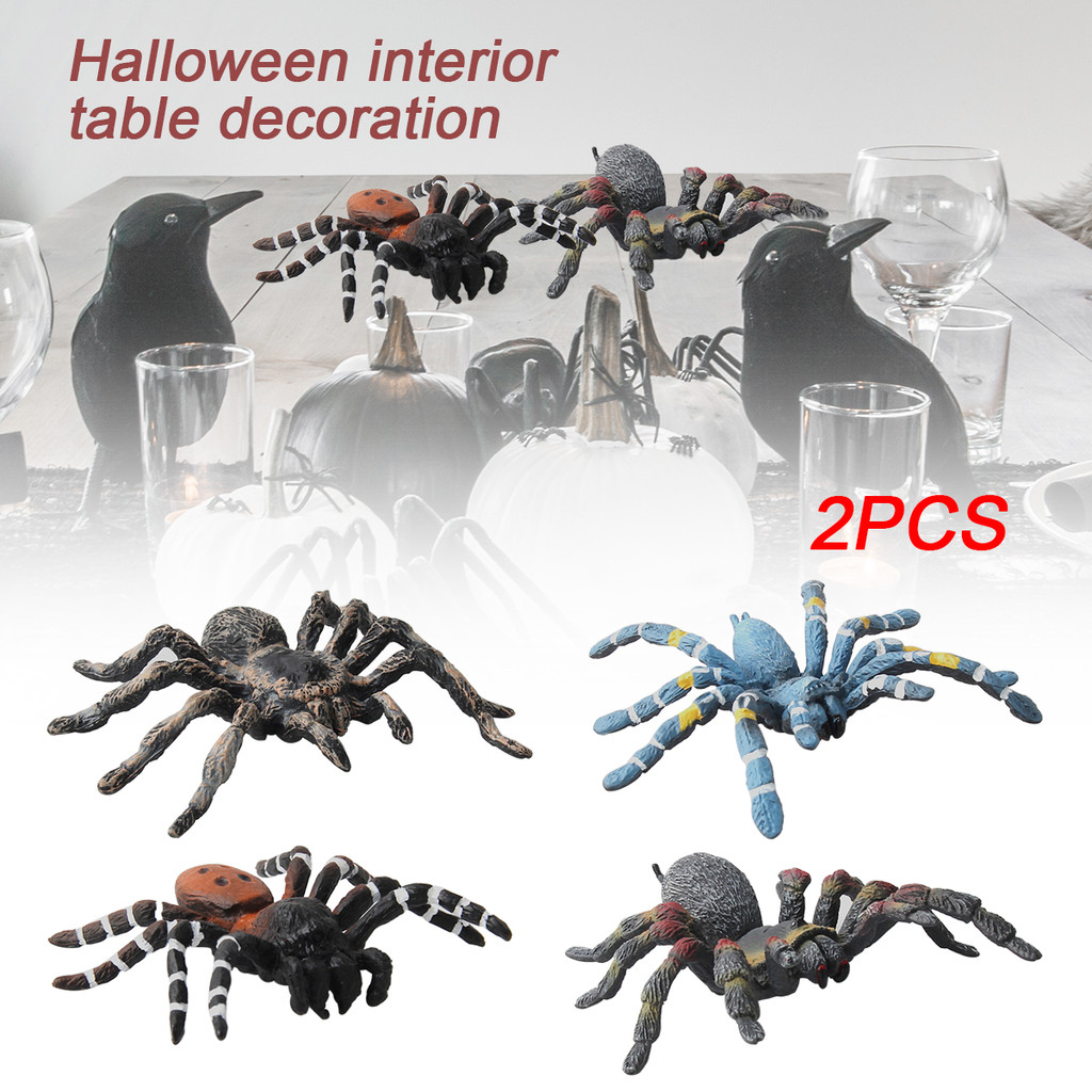 2 Pcs Simulation Animal Model Large Fake Spider Tarantula Black Spider ...
