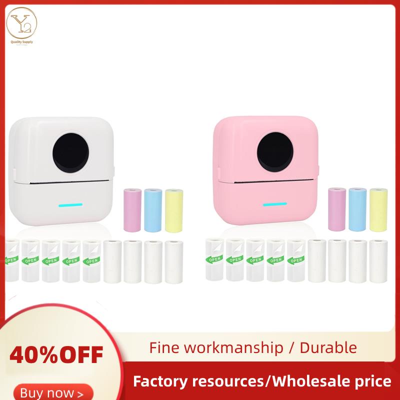 Mini Portable Printer, Inkless Sticker Printer with 12 Rolls Paper ...