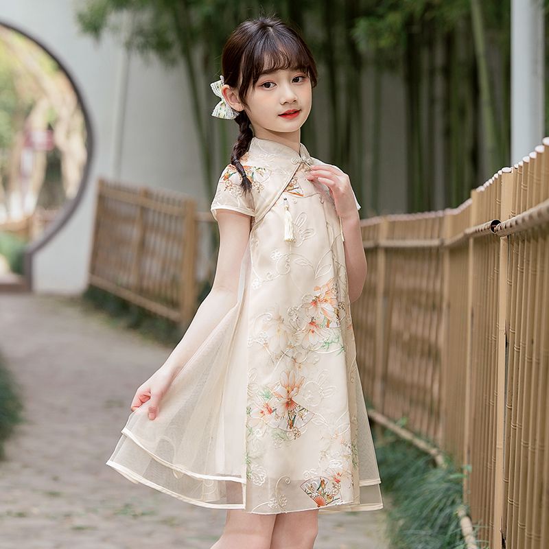 Girls' performance costumes cheongsam modified Hanfu dresses | Shopee ...