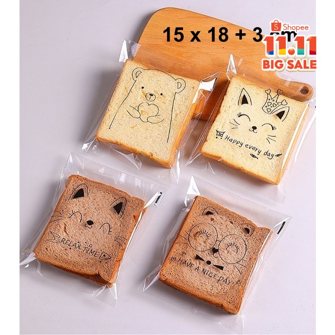 Aigootan - (CONTENTS OF 10) HAPPY BREAD PLASTIC 15X18 CM - White Bread ...