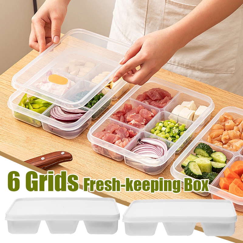 Transparent Fresh-keeping Sealed Box / 6 Grids Compartment Storage ...