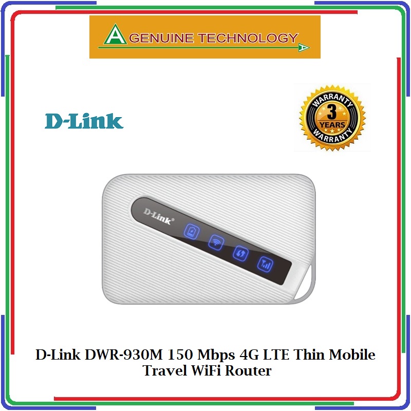 D-Link DWR-930M 150 Mbps 4G LTE Thin Mobile Travel WiFi Router/MiFi/Hotspot with Nano Sim Slot ...
