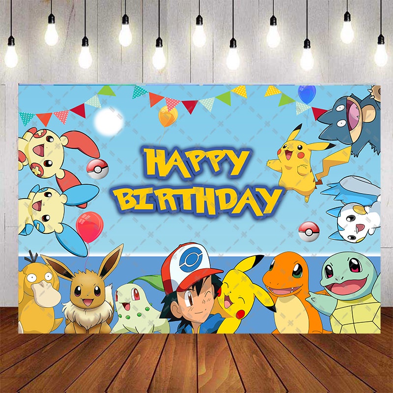 Pokemon Birthday Backdrop For Photography Baby Shower Kids Children Boy ...