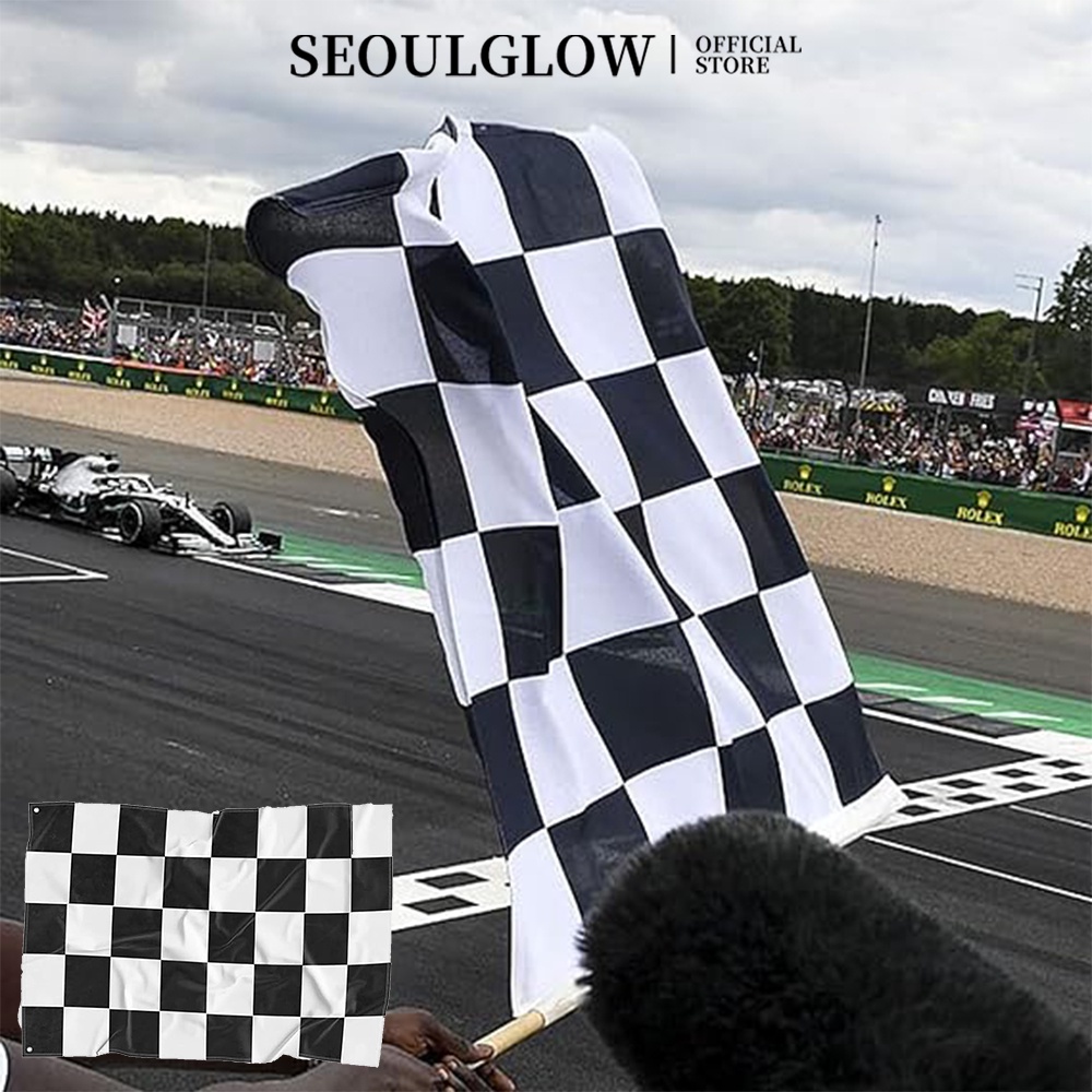 90*150Cm 3*5Ft Black and White Checkered Flag Racing Checkered Flag F1 ...